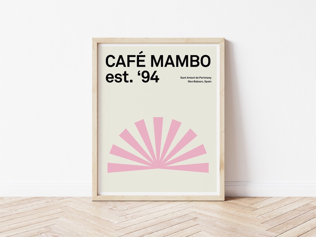 Cafe Mambo Ibiza Club Poster, Retro Minimalist Sunset Illustration ...