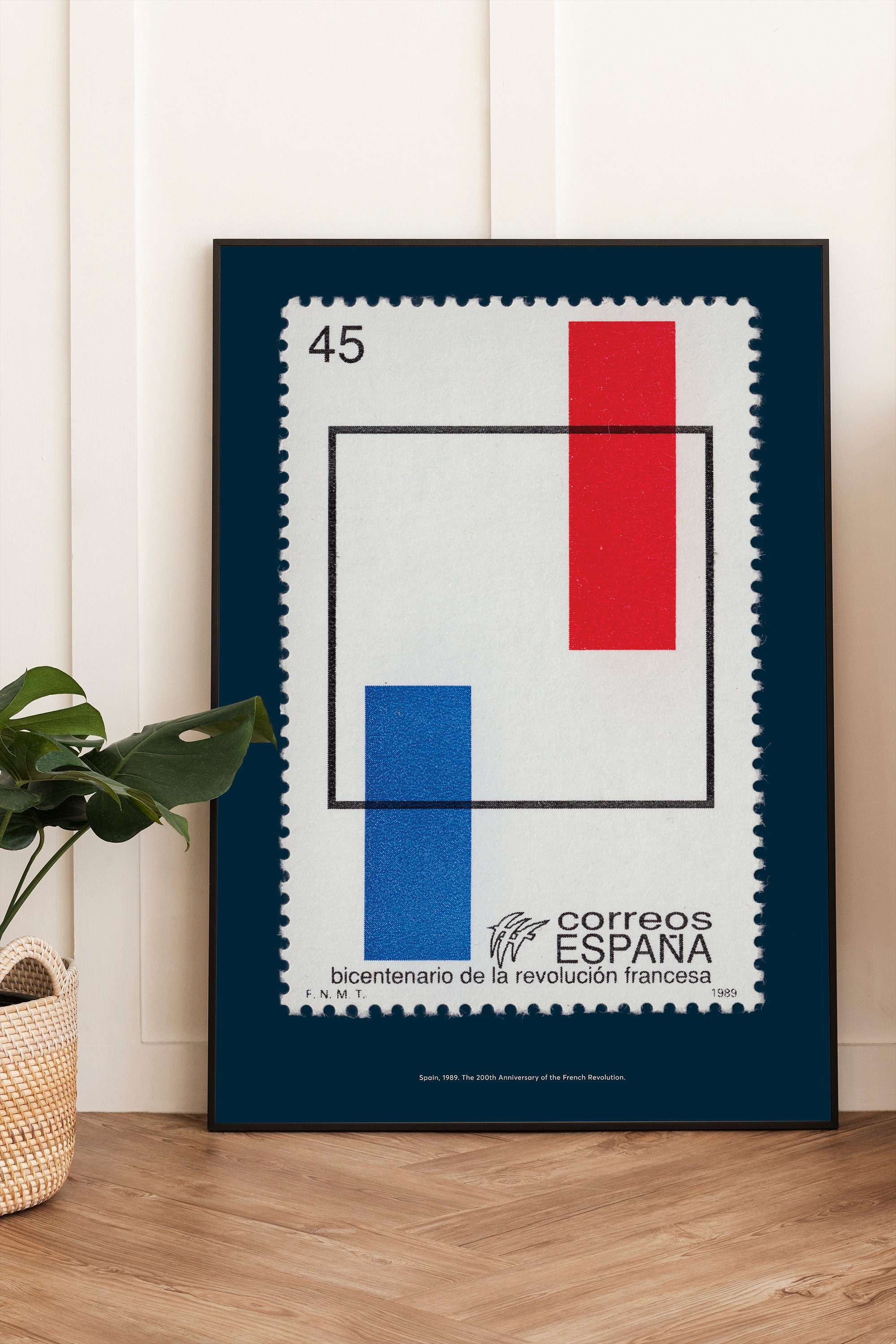 Bauhaus Inspired Spain Postage Stamp Print, 1989, Vintage Mid Century ...