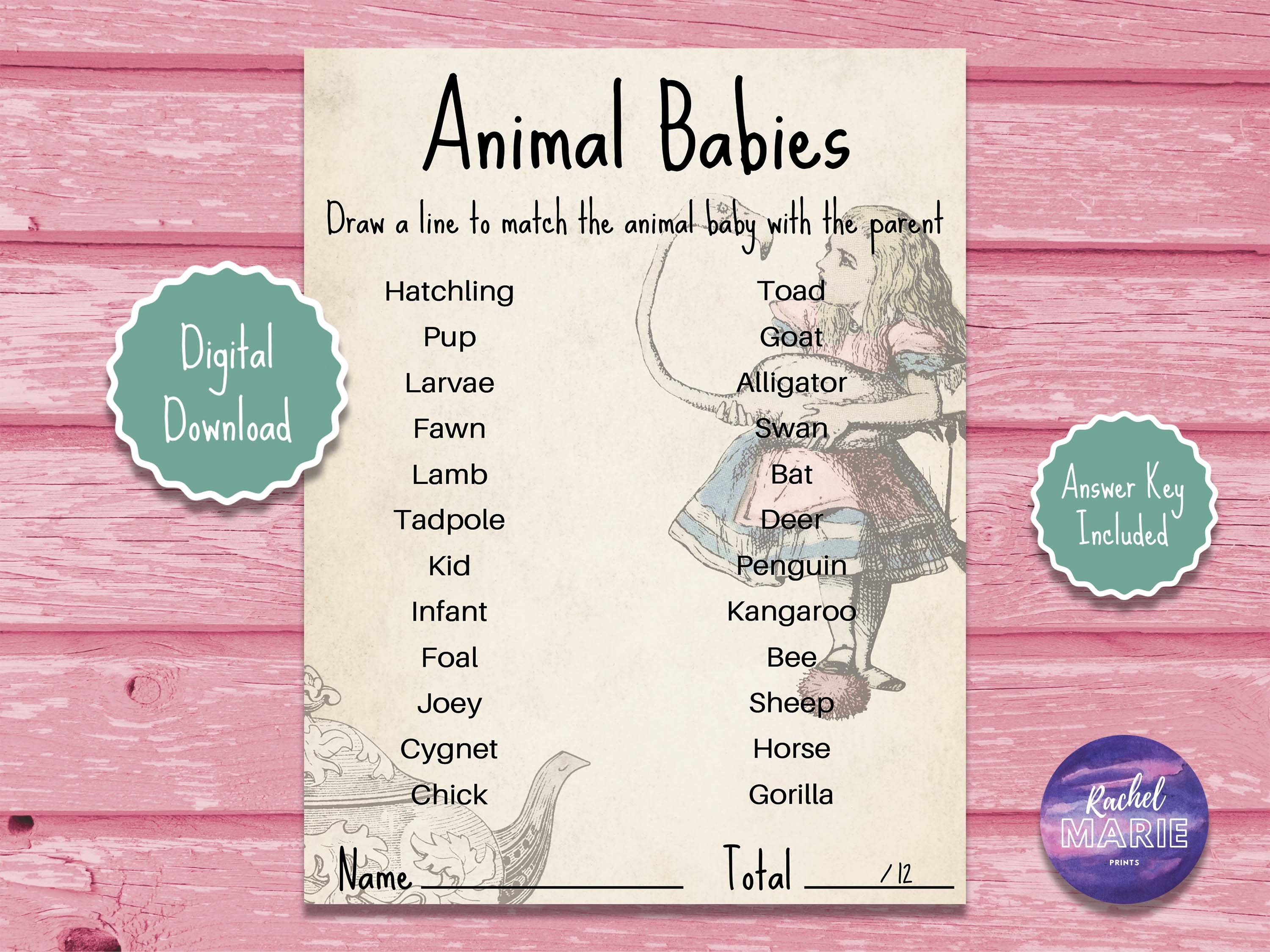 Alice in Wonderland Theme Baby Shower Game PRINTABLE Instant - Etsy