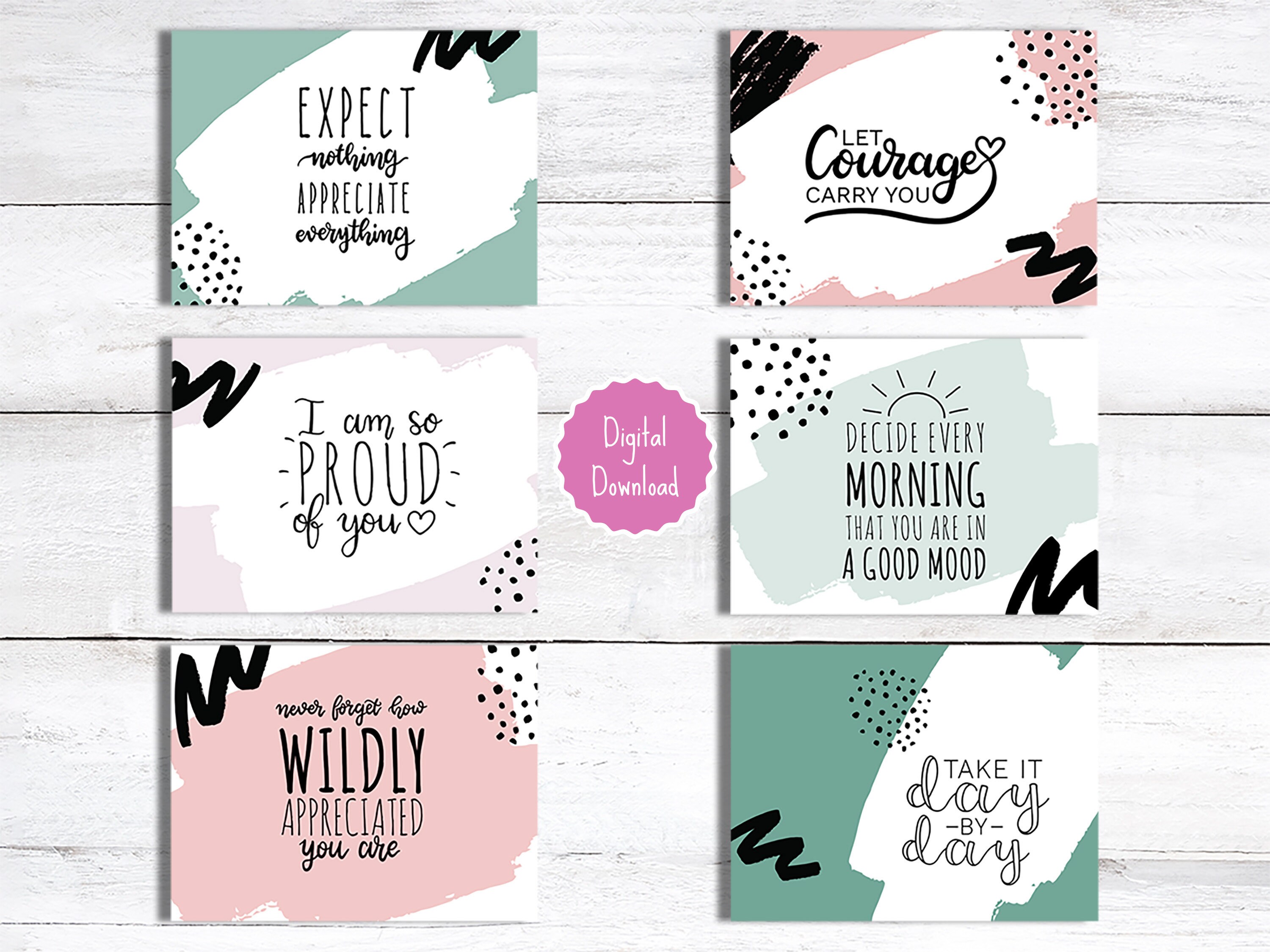 Paper colourful motivational message cards Pack of 6 Positivity ...