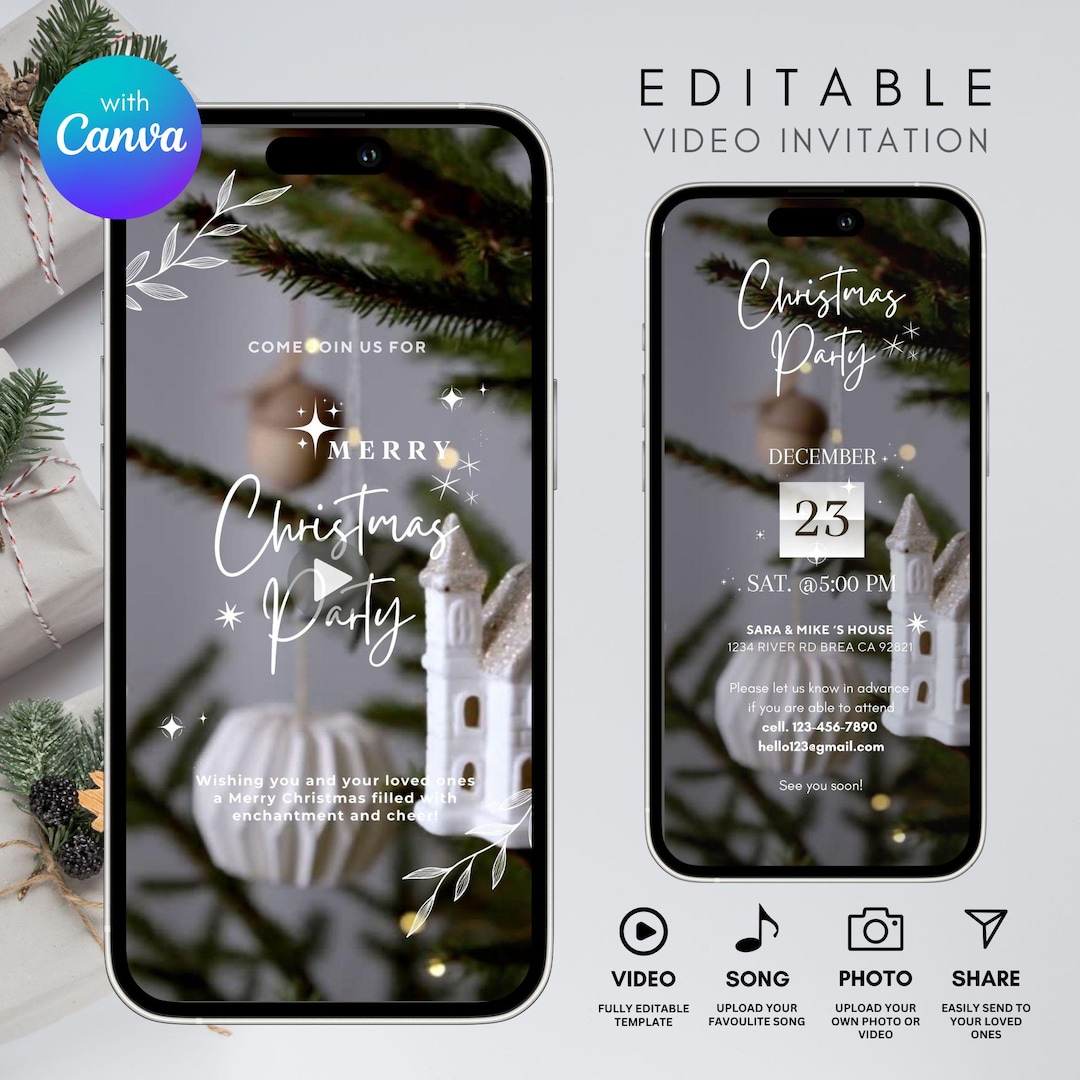 Electronic Christmas Party Invitation Template: Smartphone Text ...