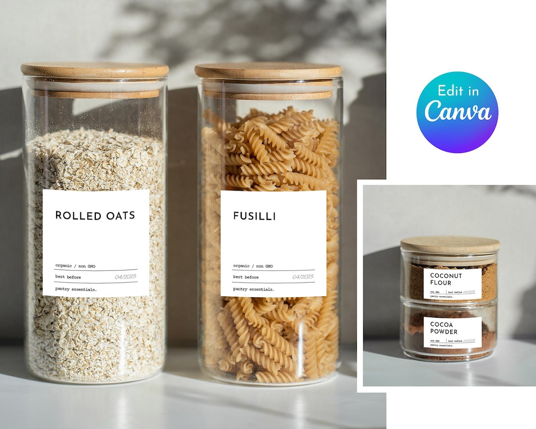 Editable Pantry Labels, Custom Kitchen Sticker Labels, Modern ...