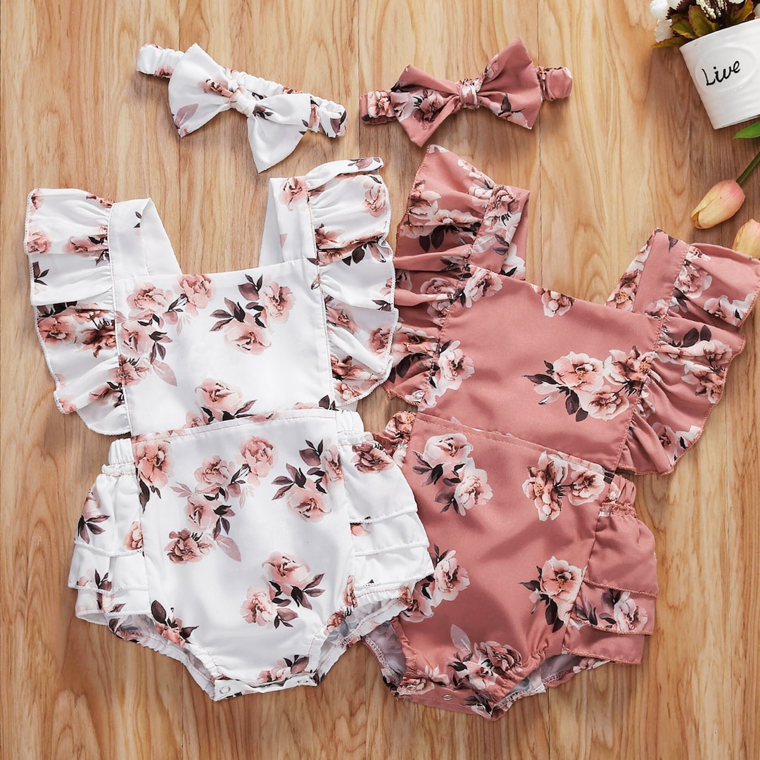 Newborn Baby Girls Clothes Set Ruffleboho Floral Romperbaby - Etsy