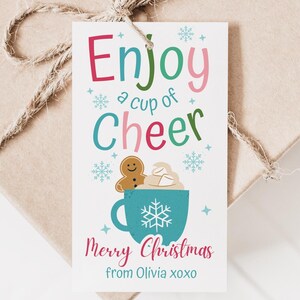 Enjoy a Cup of Cheer Christmas Gift Tag Printable, Hot Cocoa Mug ...