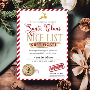 Printable Nice List Certificate Template, Approved Nice List Member ...