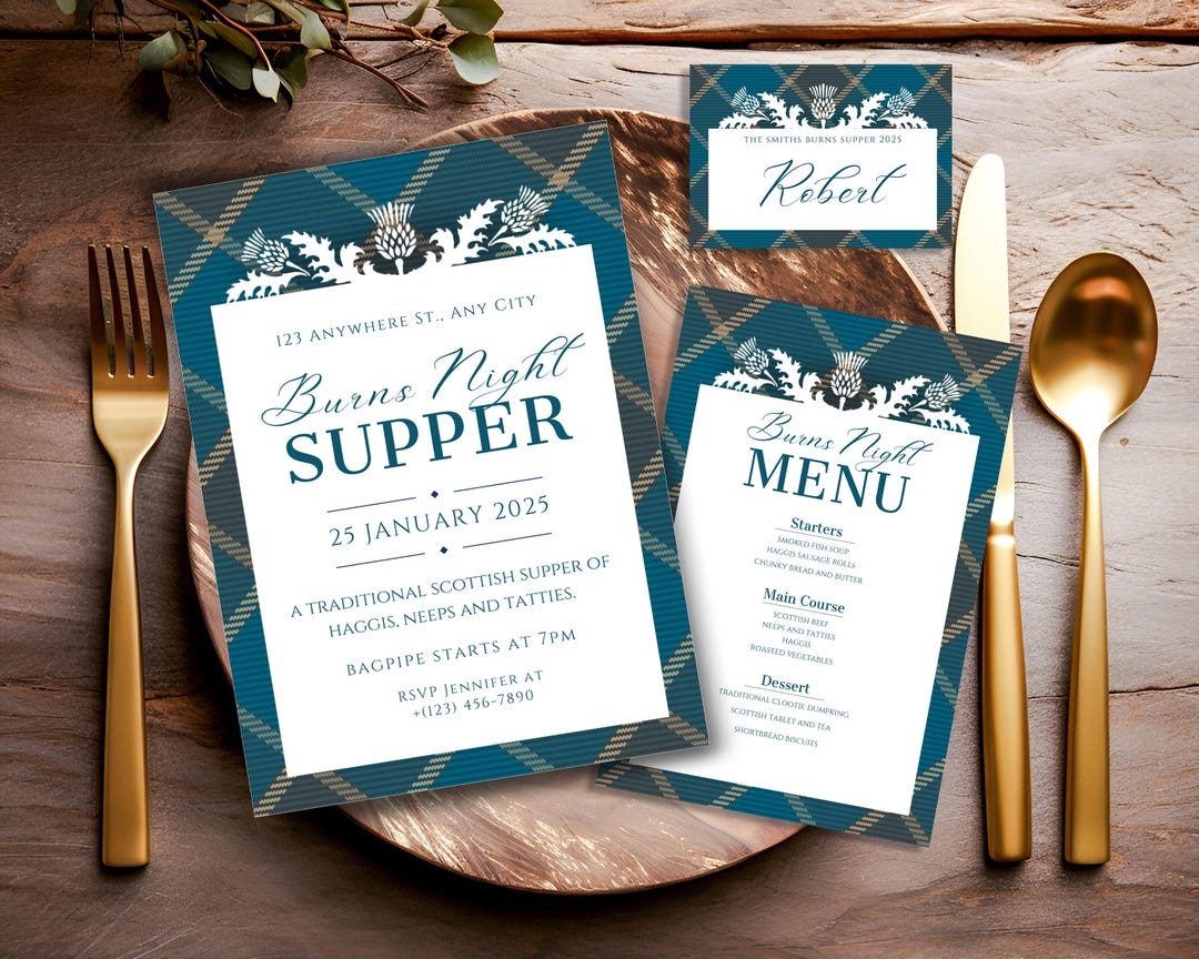 Burns Night Invitation, Editable Burns Night Invite, Burns Night Supper ...