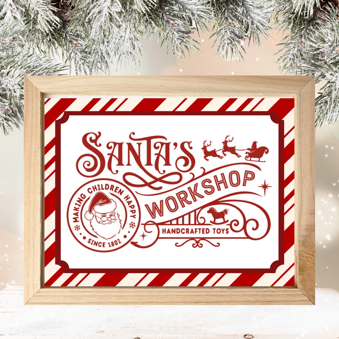 Vintage Santas Workshop Christmas Printable, Vintage Santa Workshop ...