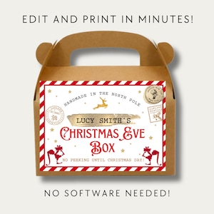 EDITABLE Christmas Eve Box Label Christmas Eve Box Sign Special ...