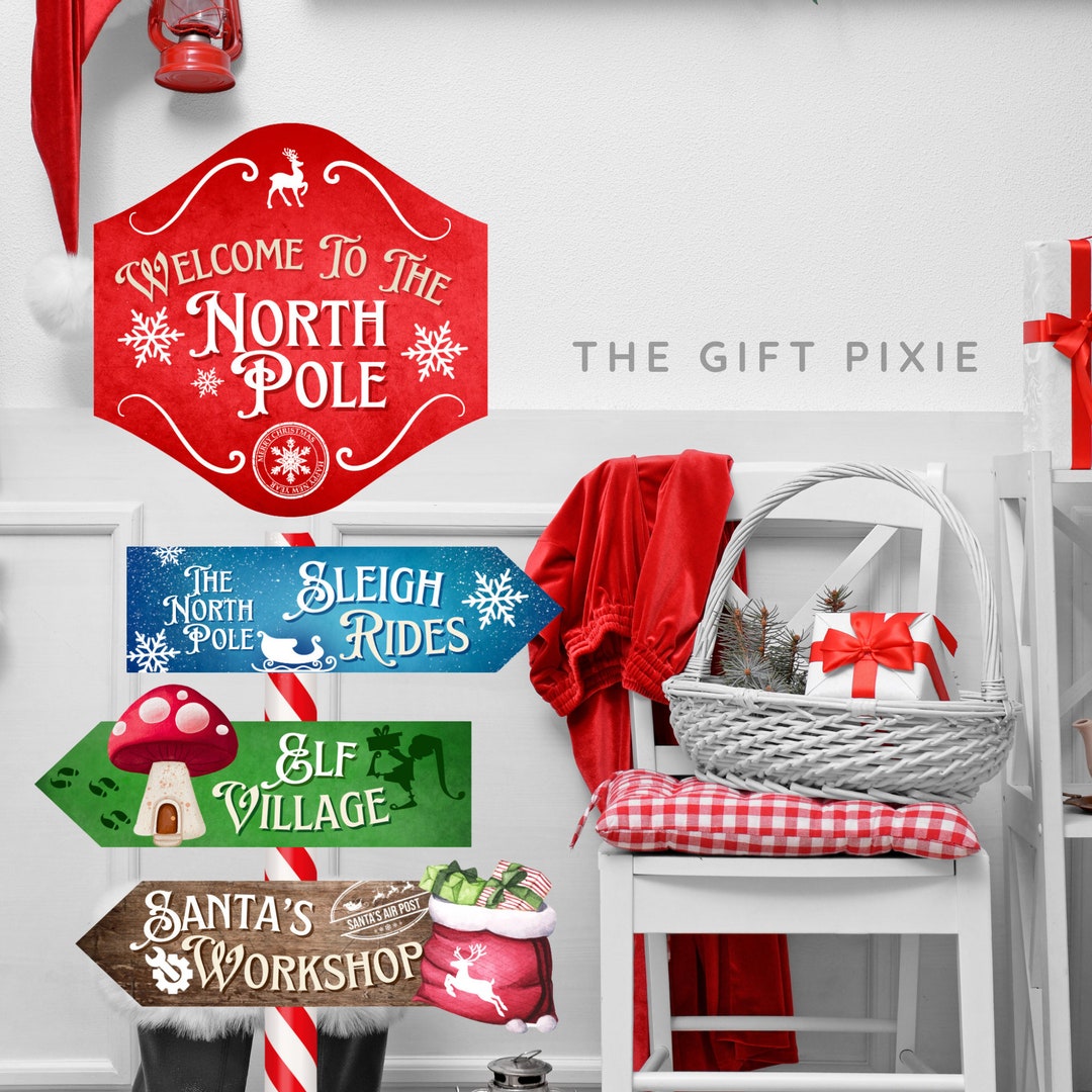Printable North Pole Signpost, Christmas Party Decor (digital Download ...