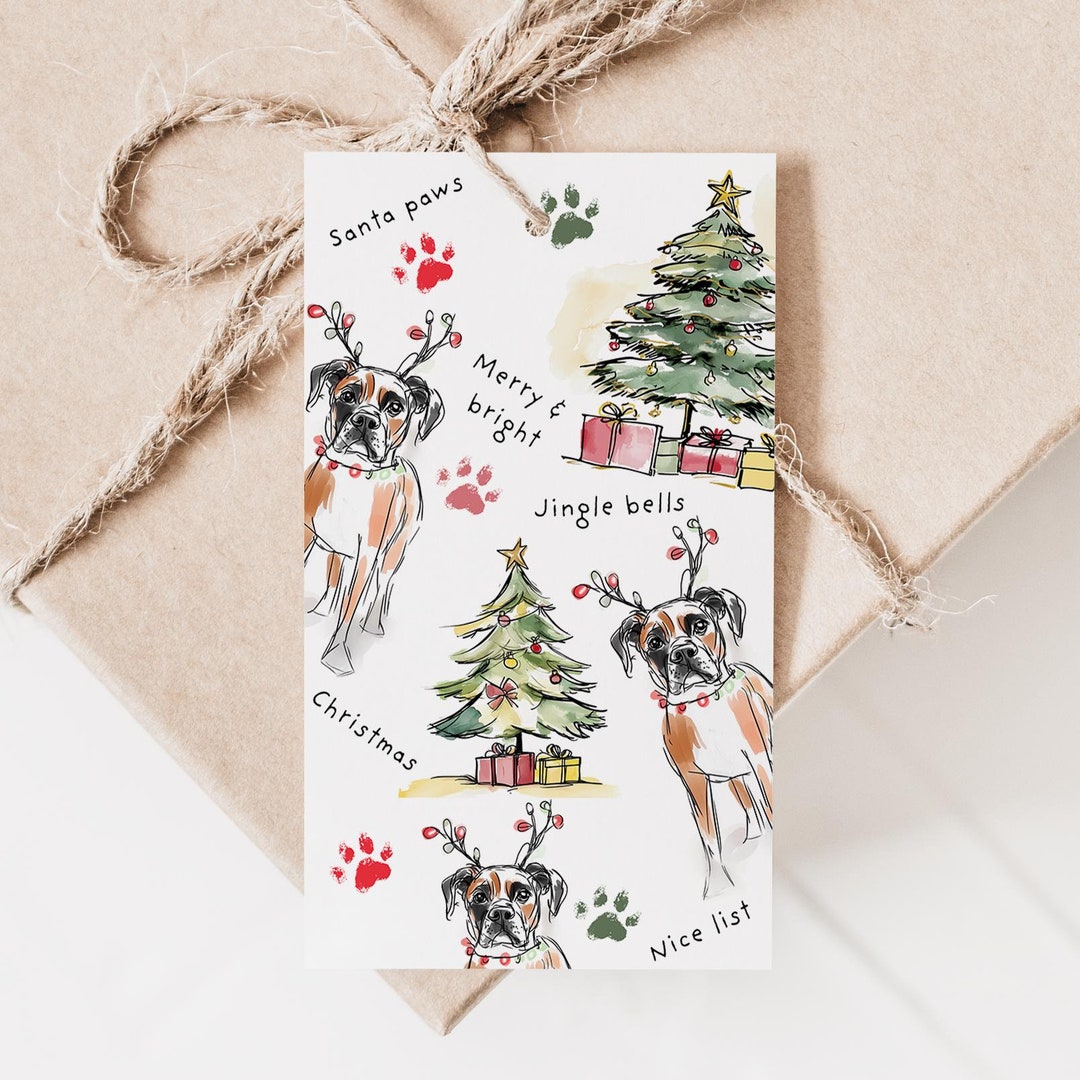 Boxer Dog Christmas Gift Tags, Puppy Lover Gift (instant Download) - Etsy