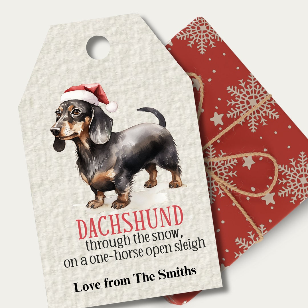 Editable Dachshund Dog Christmas Tags, Personalise Dachshund Dog ...
