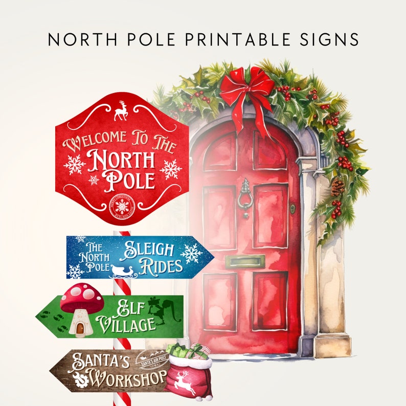 North Pole Signpost, Printable North Pole Sign, North Pole Directional ...