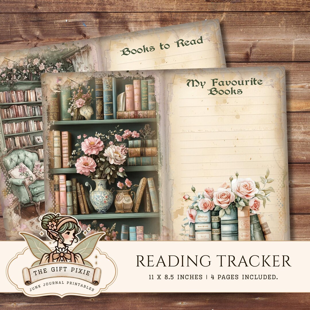 Reading Tracker Pages, Junk Journal, Vintage, Books, Library, Reading ...