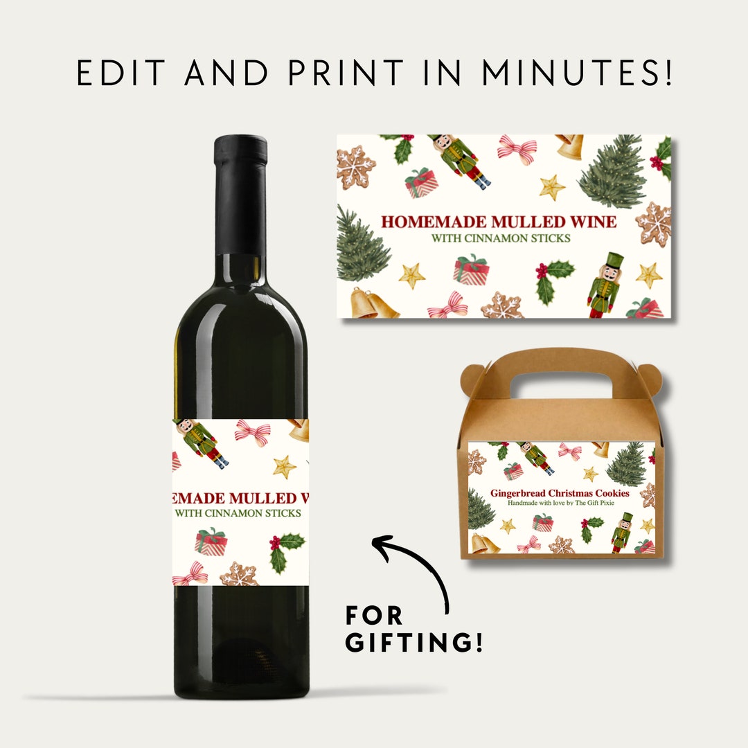Christmas Wine Bottle Label, Christmas Wine Label, Christmas Mulled ...