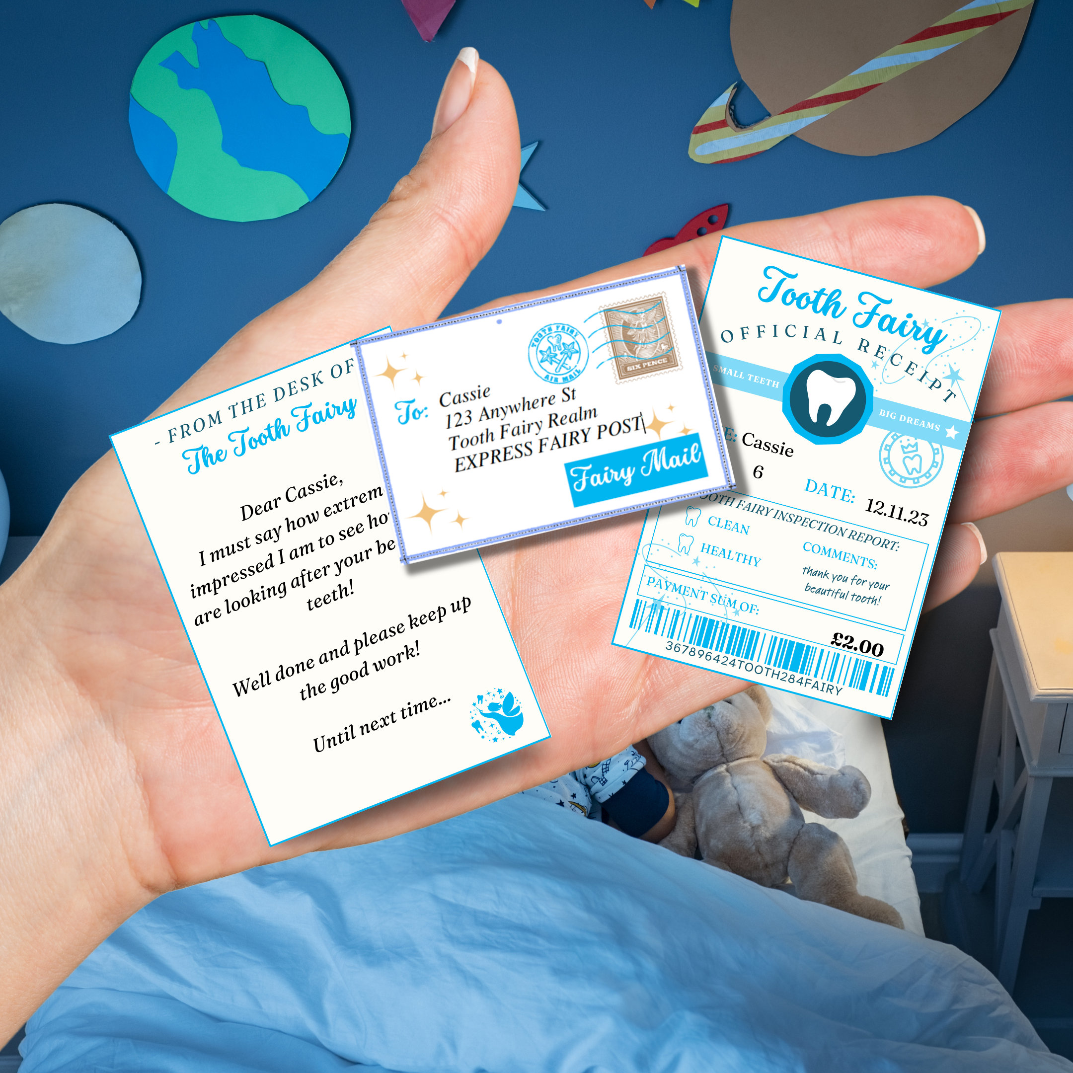 Blue Tooth Fairy Letter for Under Pillow Editable Blue Tooth - Etsy