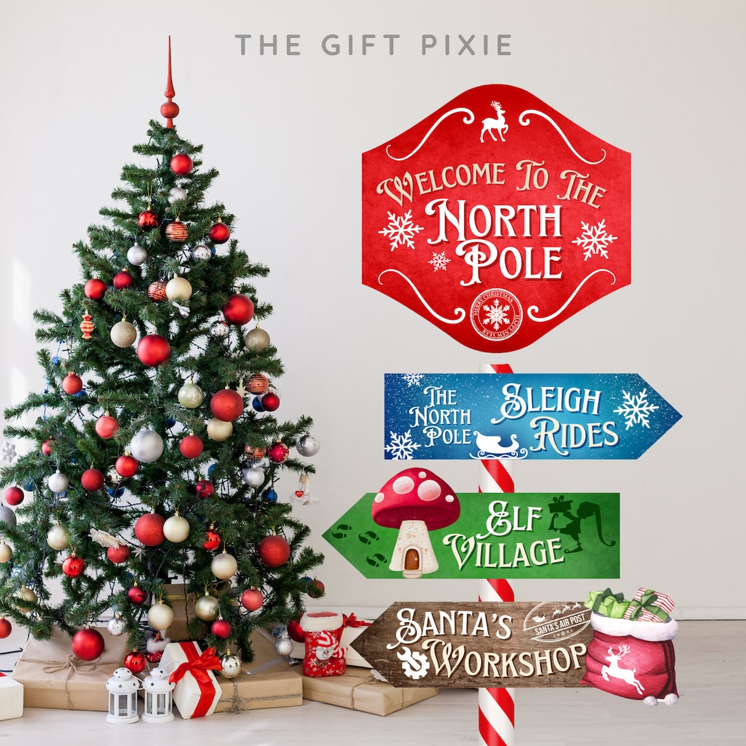 North Pole Signpost, Printable North Pole Sign, North Pole Directional ...