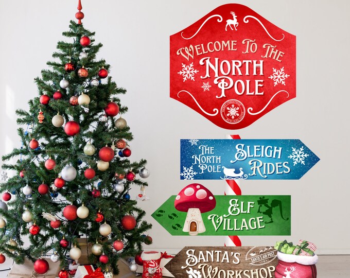 North Pole Signpost Printables, Christmas Party Decor (digital Download ...