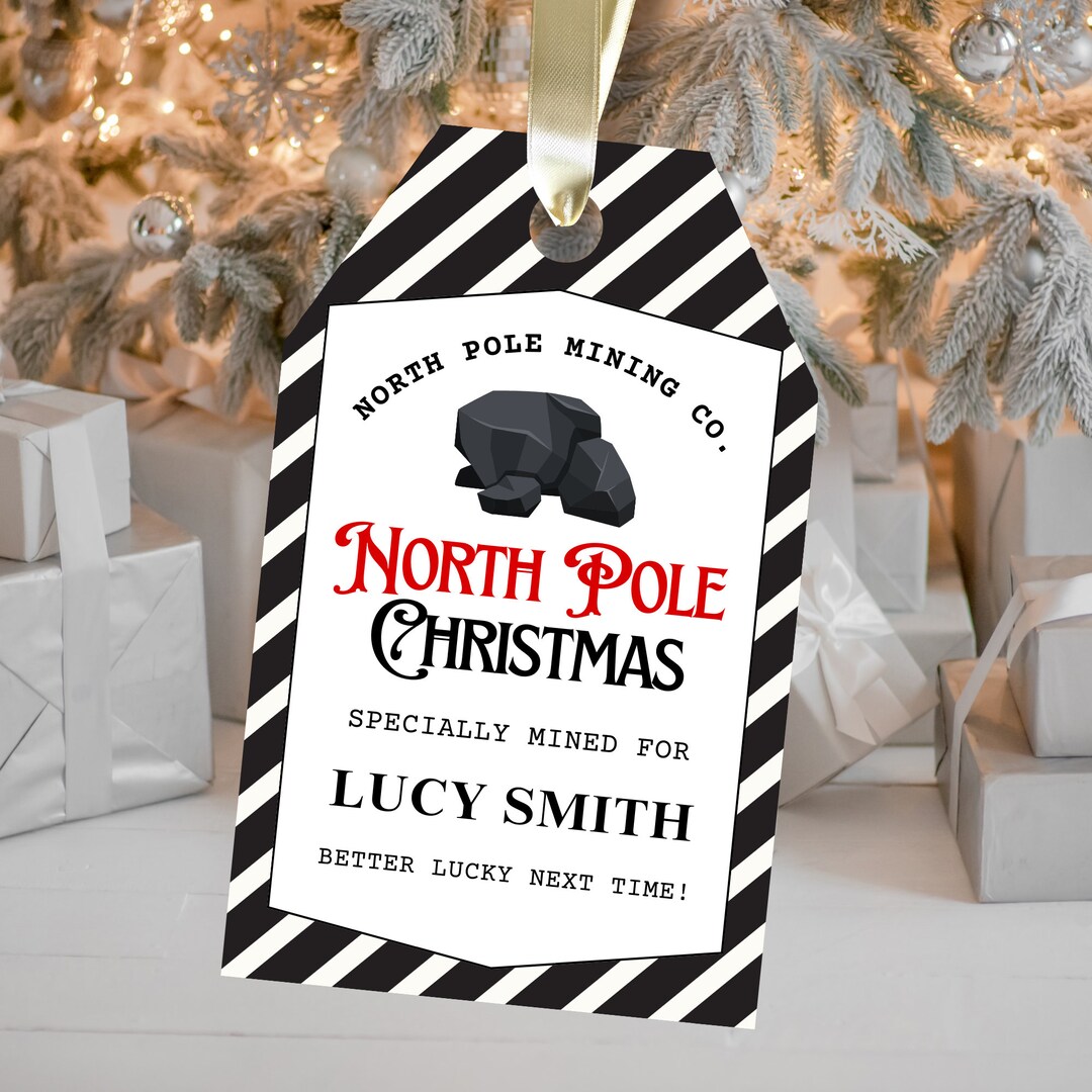 Editable Christmas Coal Gift Tag Personalised Lump of Coal From the ...