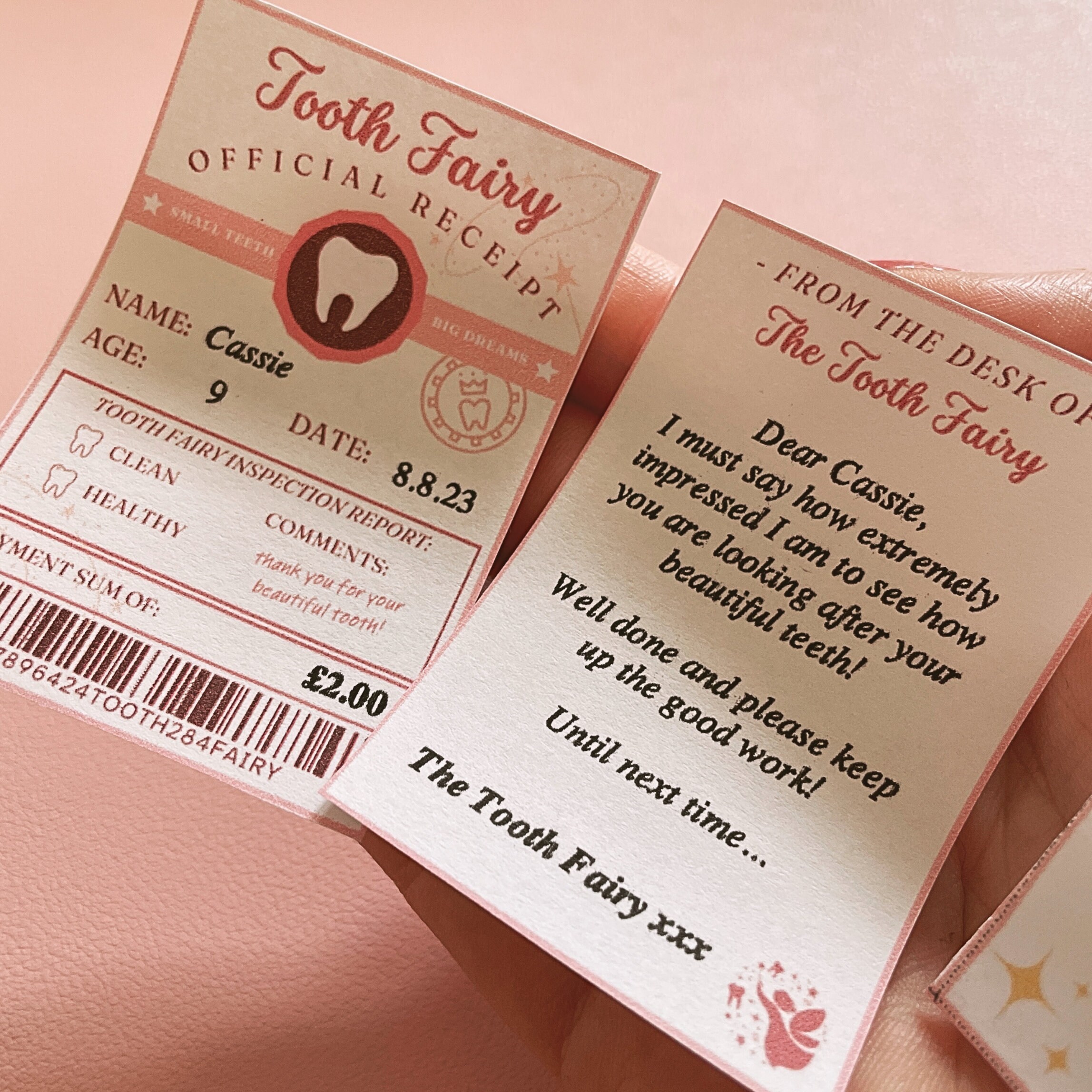 Canva, Printable Mini Tooth Fairy Set Pink With Envelope, Receipt and ...