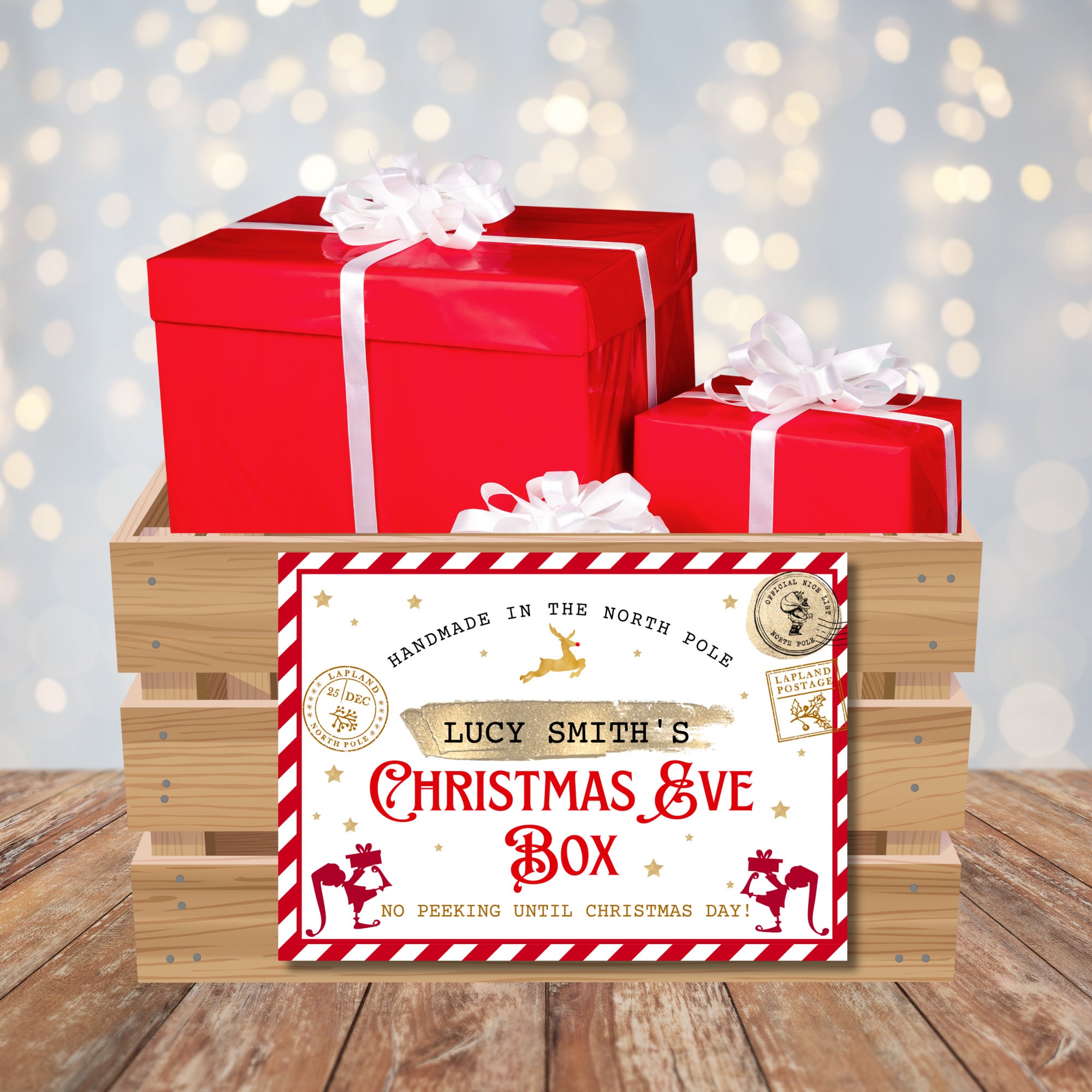 EDITABLE Christmas Eve Box Stickers, Personalised Christmas Eve Box ...