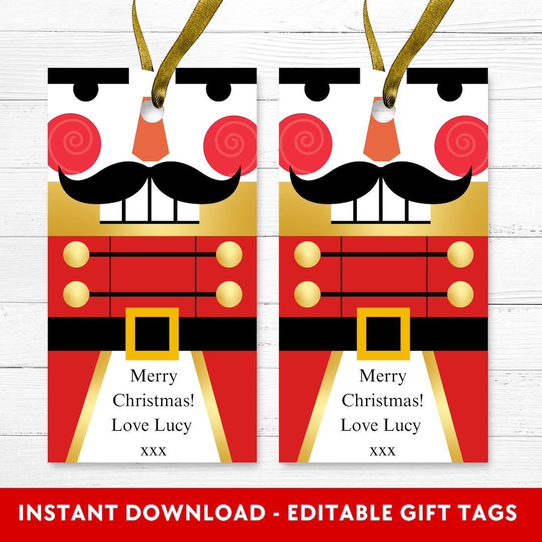 Buy Editable Nutcracker Gift Tag, Printable Christmas Gift Tag, Holiday ...