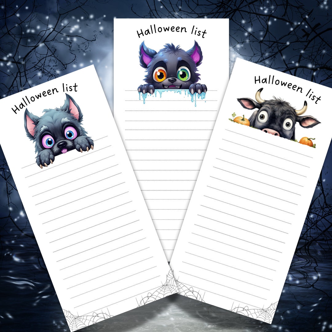 Halloween Memo Pads Printable Halloween Notepad Organisation Printable ...