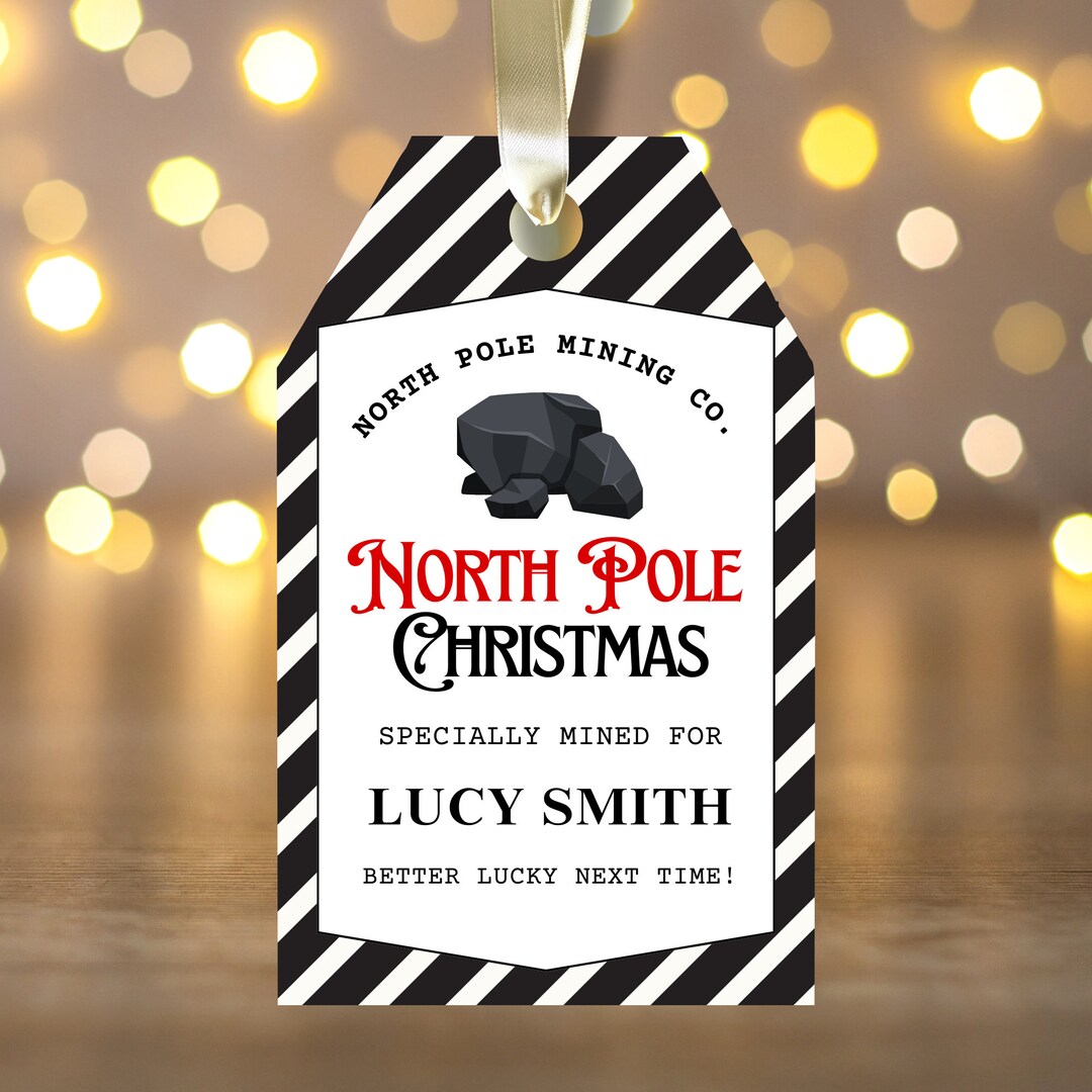 Editable Christmas Coal Gift Tag Personalised Lump of Coal - Etsy