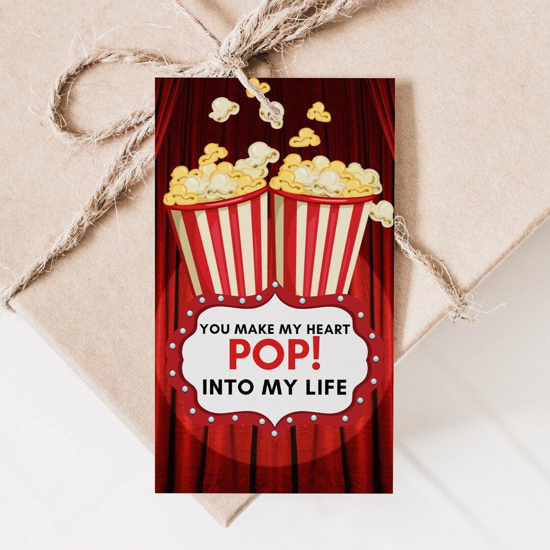 Editable Popcorn Valentines Tag Popcorn Valentine's Day Cards for Kids ...