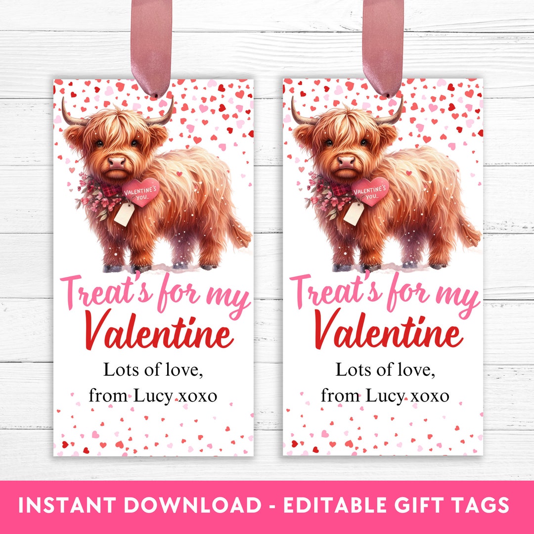 Editable Cow Valentines Gift Tag, Printable Cow Valentines Gift Tags ...