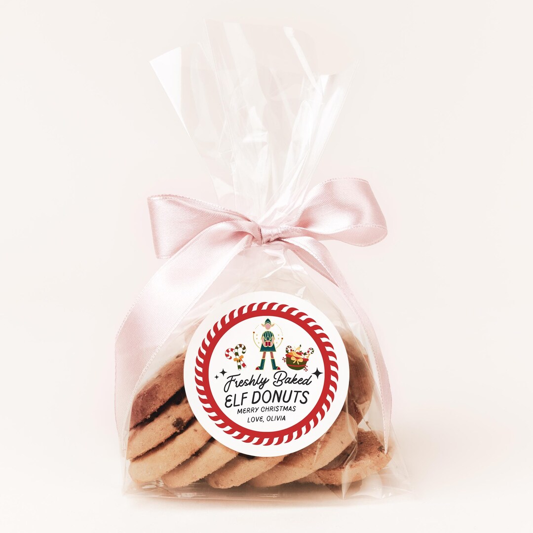 EDITABLE Elf Donuts Gift Tag North Pole Elf Donuts Gift Tag Sticker ...