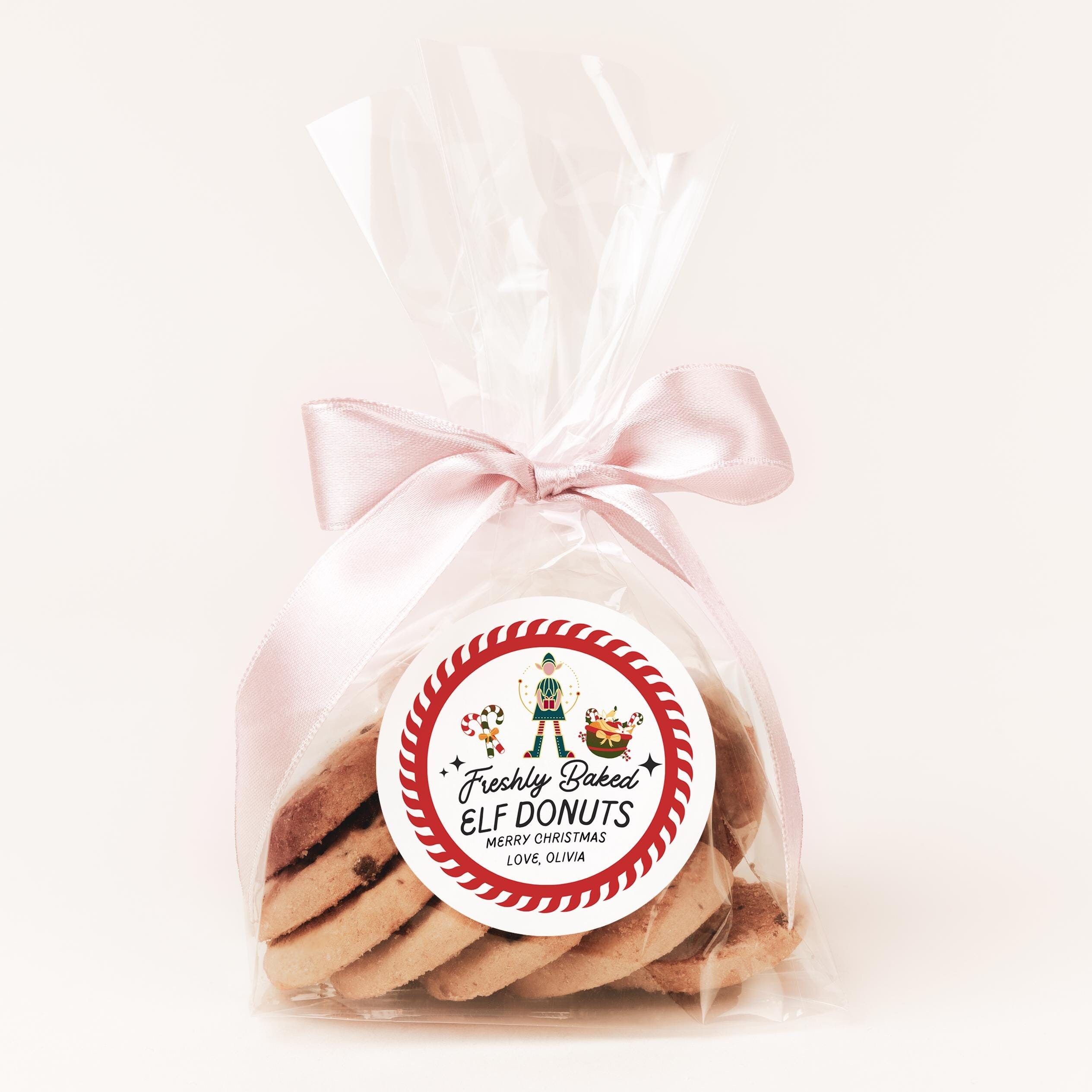 EDITABLE Elf Donuts Gift Tag North Pole Elf Donuts Gift Tag Sticker ...