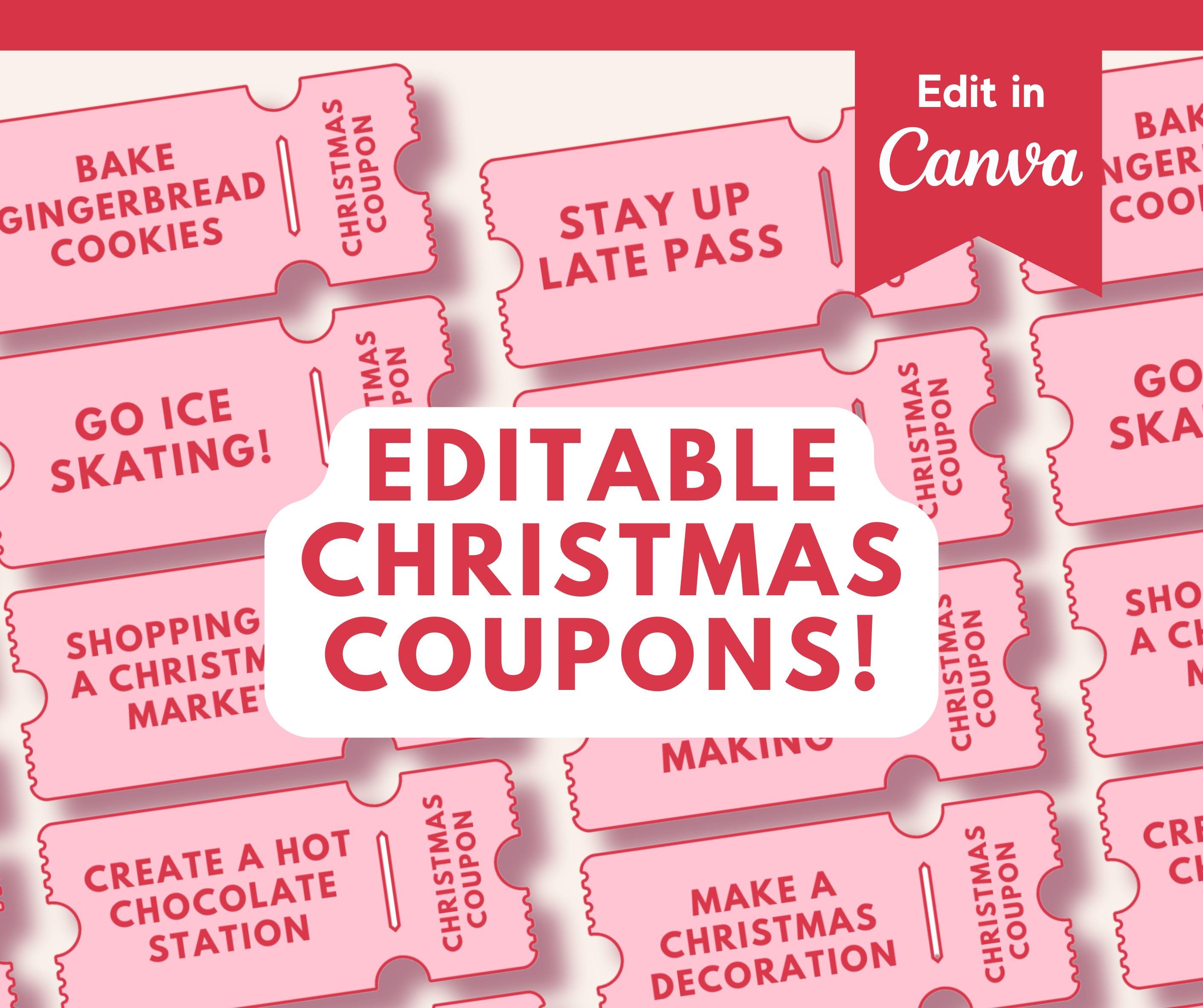 Editable Christmas Coupons, Printable Canva Coupon Template, Custom ...