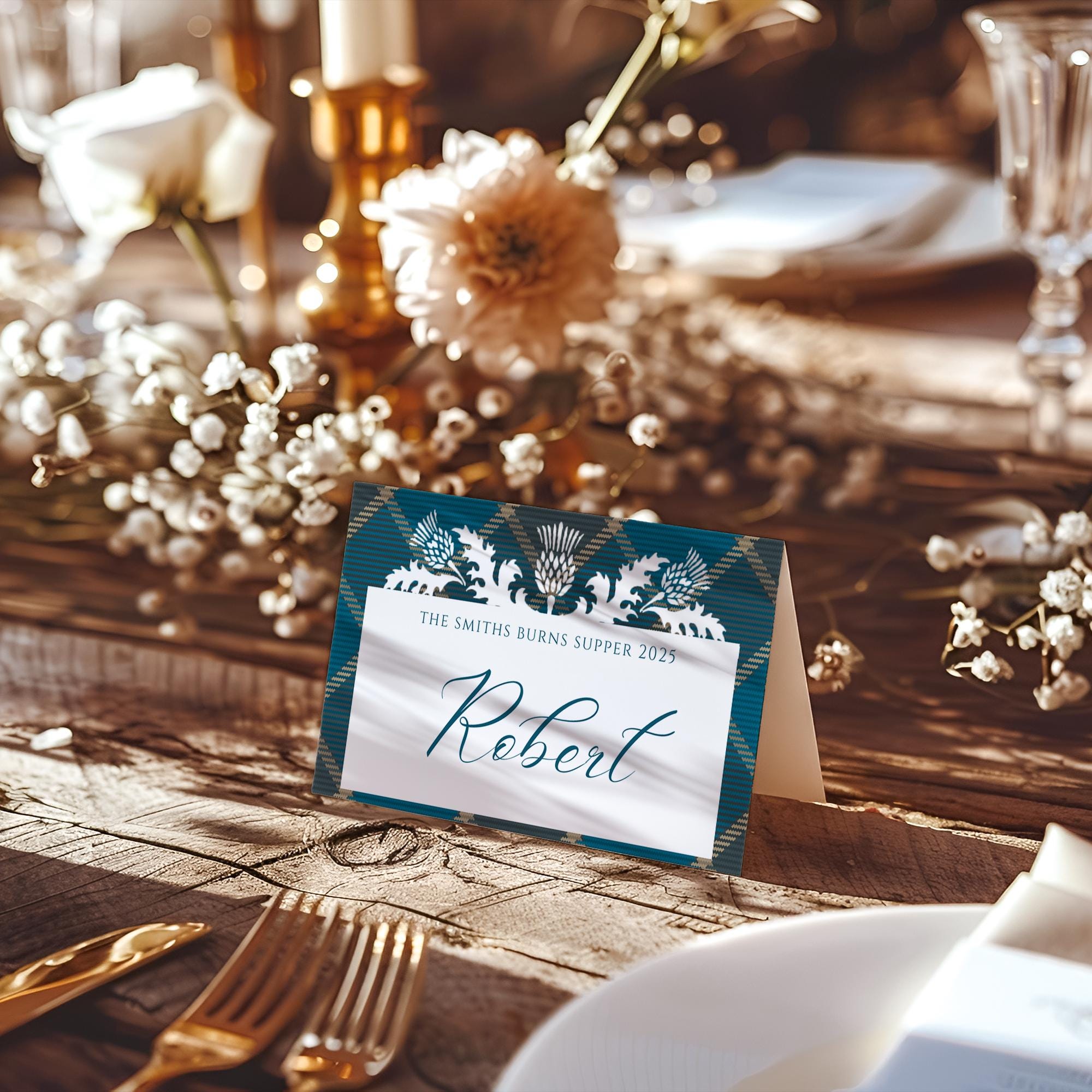 Burns Night Supper Invitation, Tartan Thistle, Editable Canva Template ...