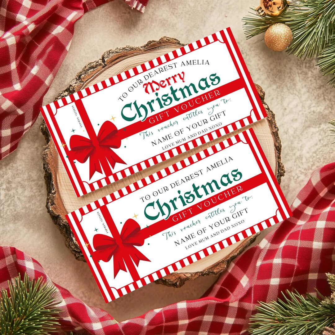 Editable Christmas Gift Voucher Template, Printable Canva Gift ...