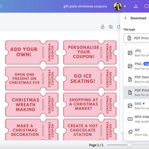 Editable Christmas Coupons, Printable Canva Coupon Template, Custom ...