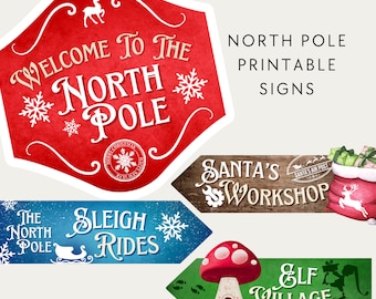 North Pole Signpost, Printable North Pole Sign, North Pole Directional ...