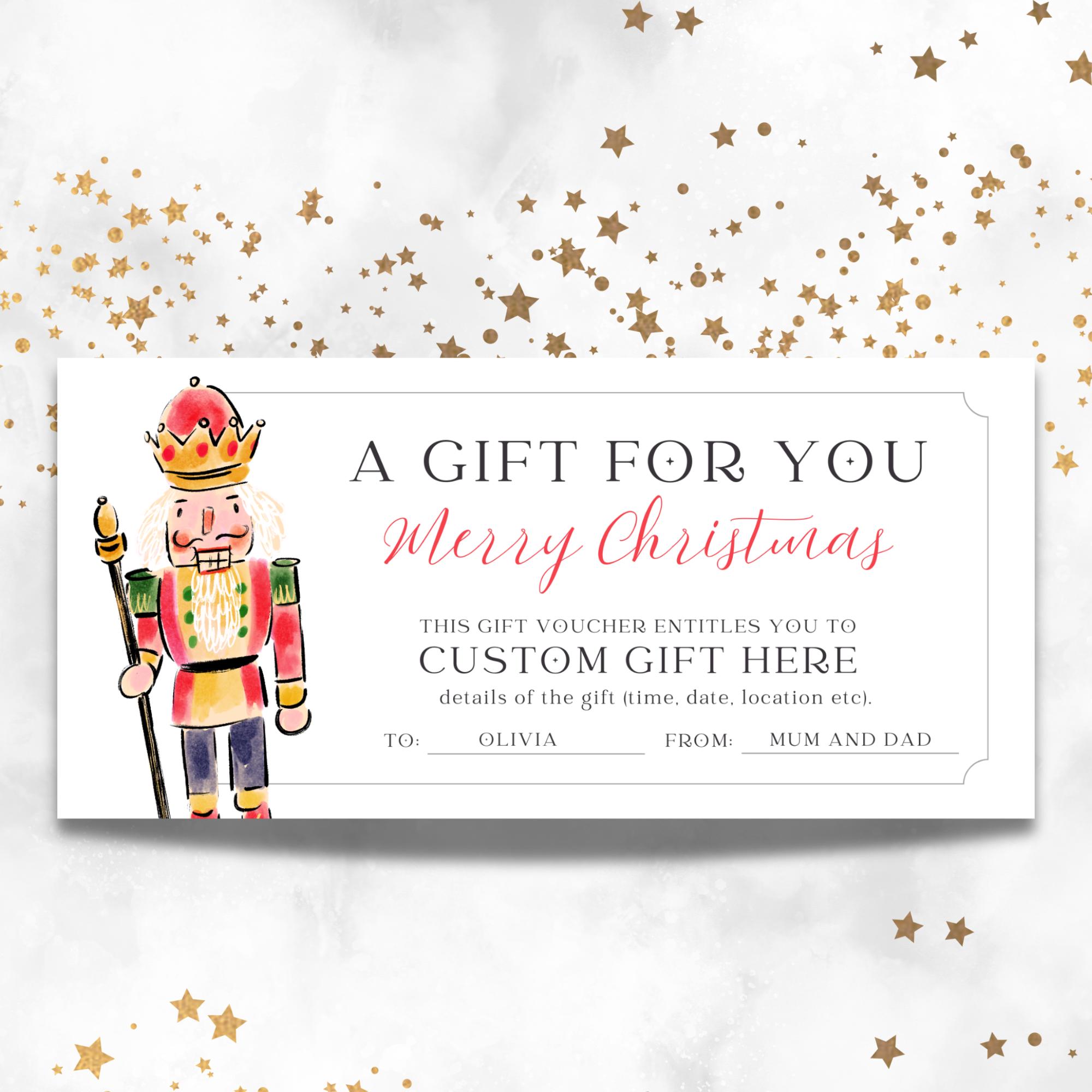 Editable Christmas Nutcracker Custom Gift Certificate Printable ...