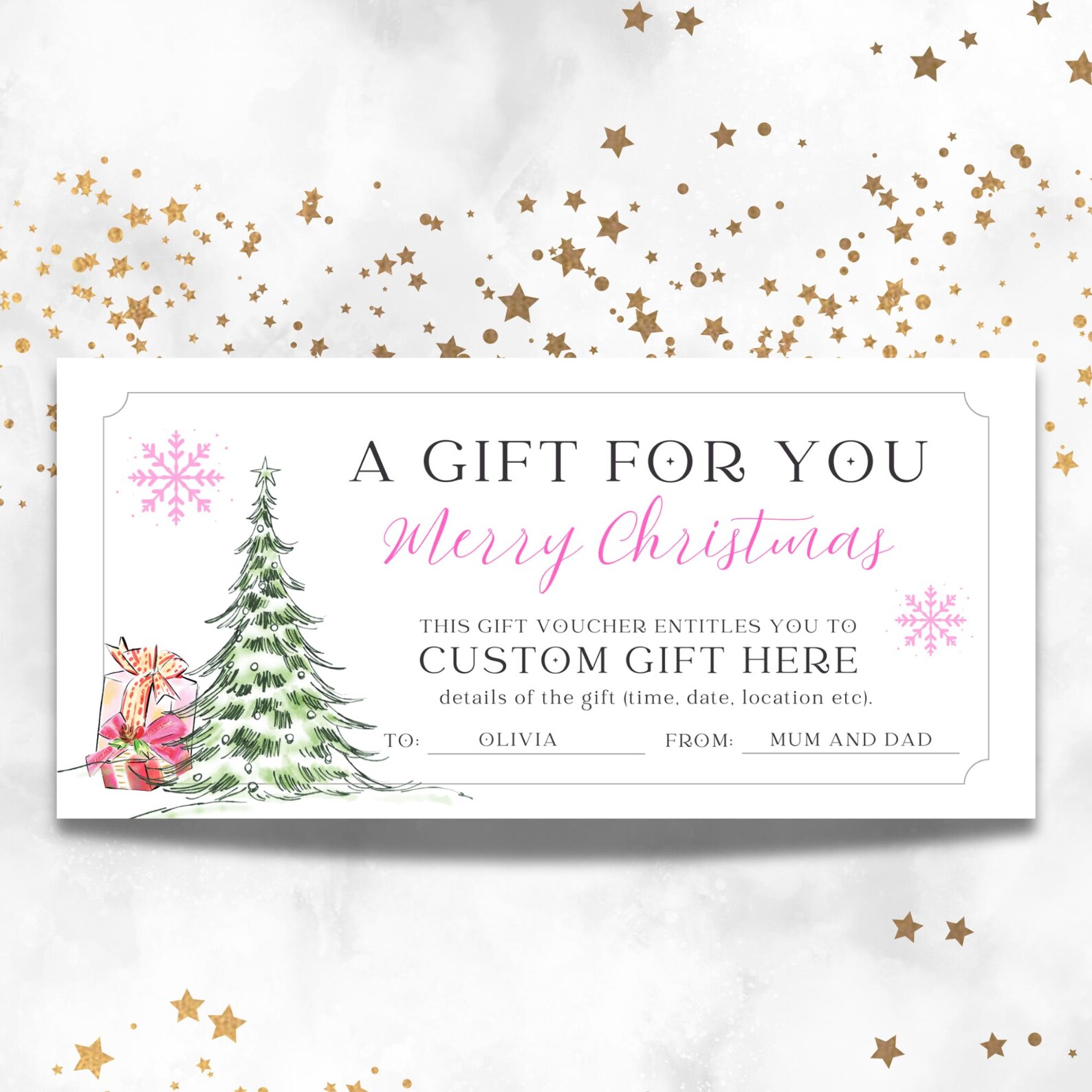 Editable Christmas Gift Card | Custom Gift Certificate Printable ...