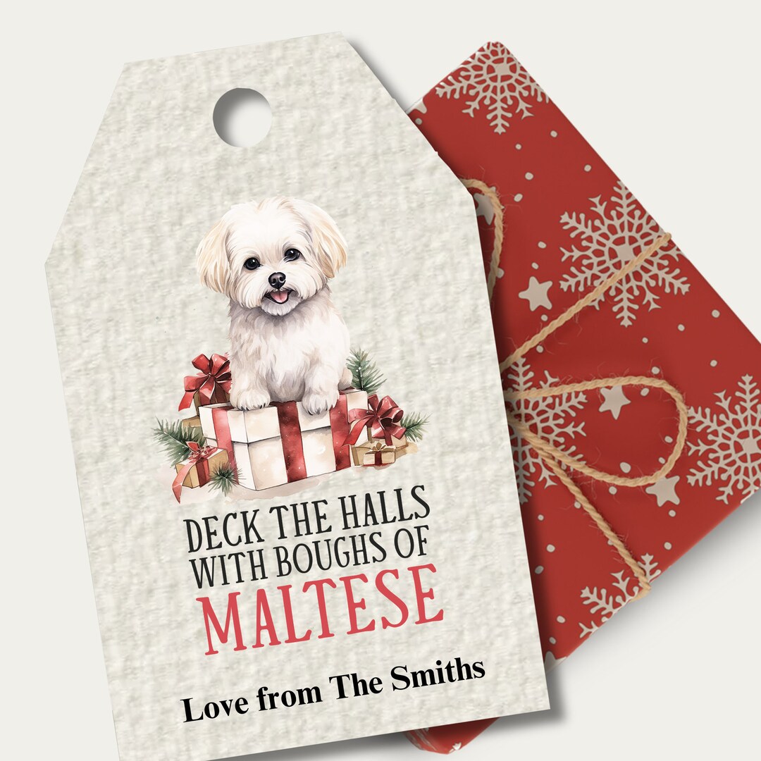 Editable Maltese Dog Christmas Tags, Personalise Maltese Dog Christmas ...