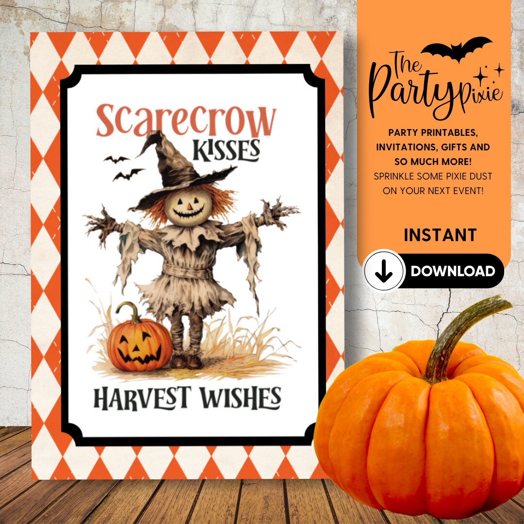 Scarecrow Poster Halloween Poster Halloween Party Wall Art - Etsy