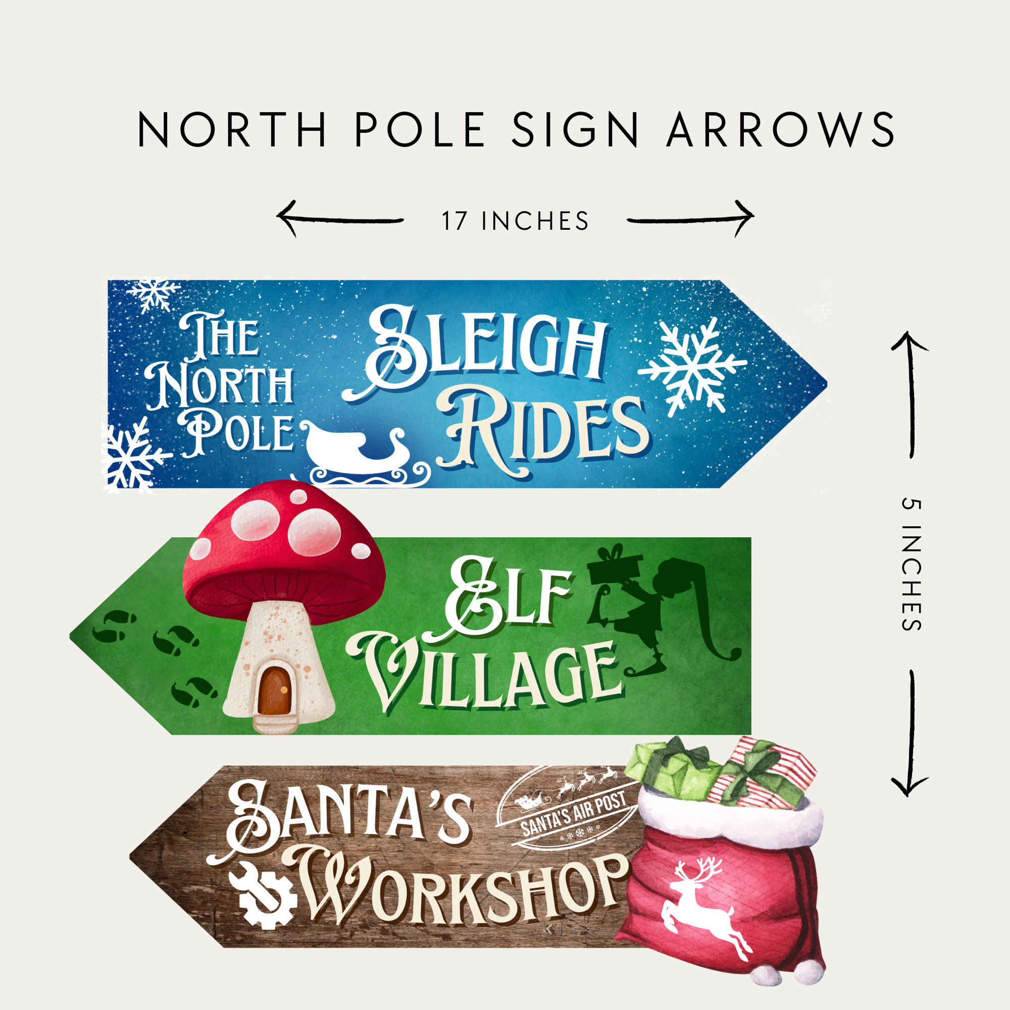 North Pole Signpost, Printable North Pole Sign, North Pole Directional ...