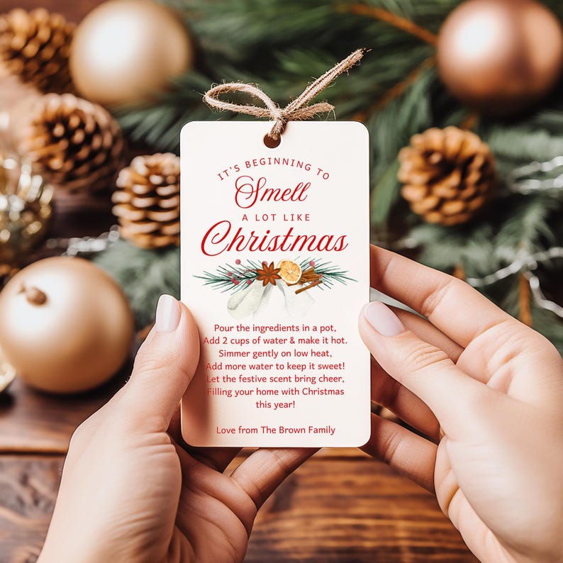 It's Beginning to Smell Like Christmas Favor Tag Printable, Christmas ...