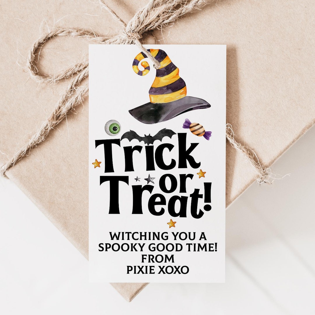 Halloween Gift Tag Printable, Happy Halloween Treat Bag Tag, Witch ...