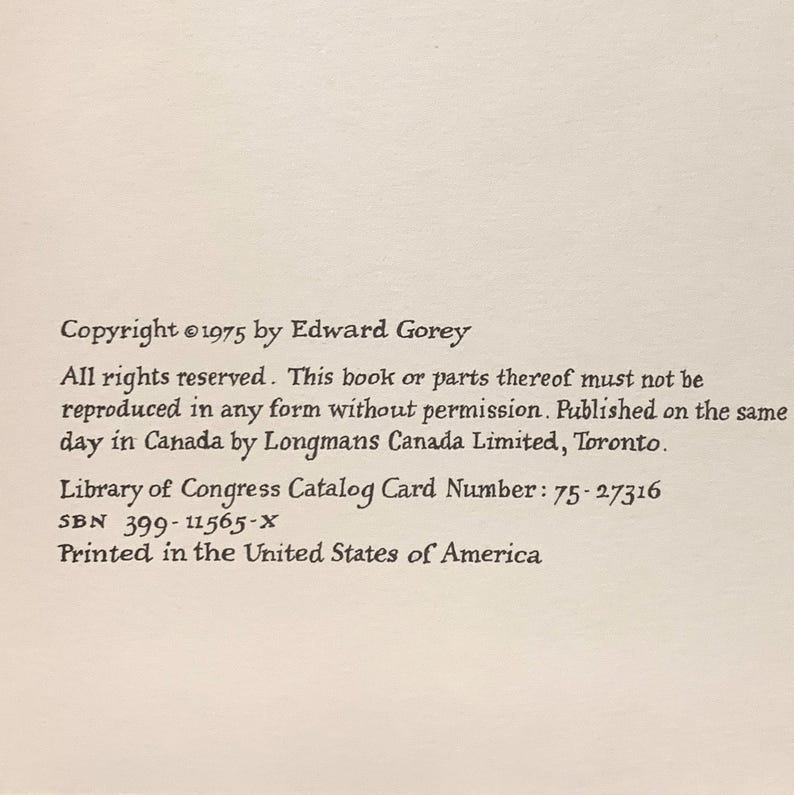 Edward Gorey - Amphigorey Too (1975) First Edition, Illustrated Vintage ...