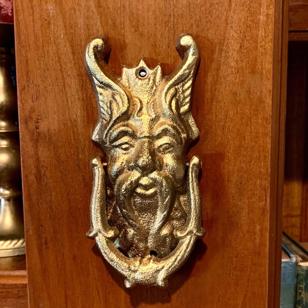 Vintage Gilded Cast Iron Door Knocker: Norse Mythology Gothic Decor - Etsy