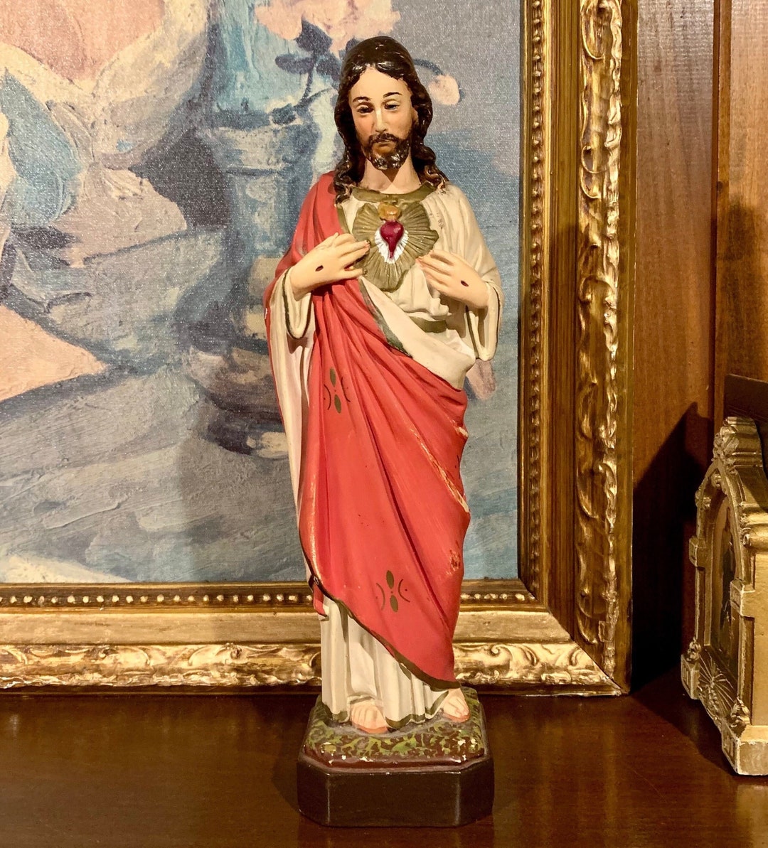 Antique Statue of Jesus - Rare Sacred Heart of Christ - Catholic ...