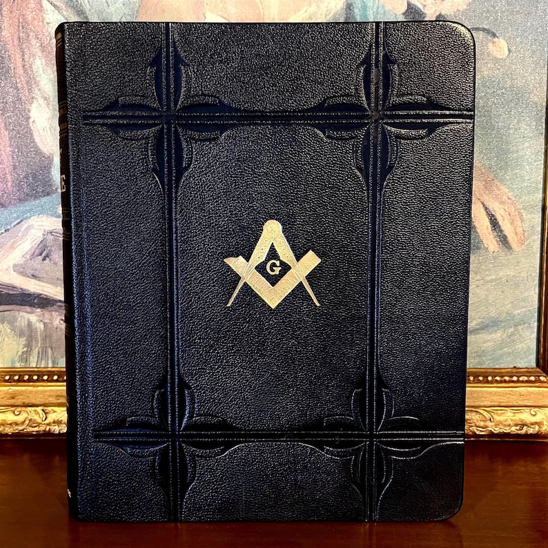 Vintage 1932 Masonic Bible: King James Version, Black Leather Freemason ...