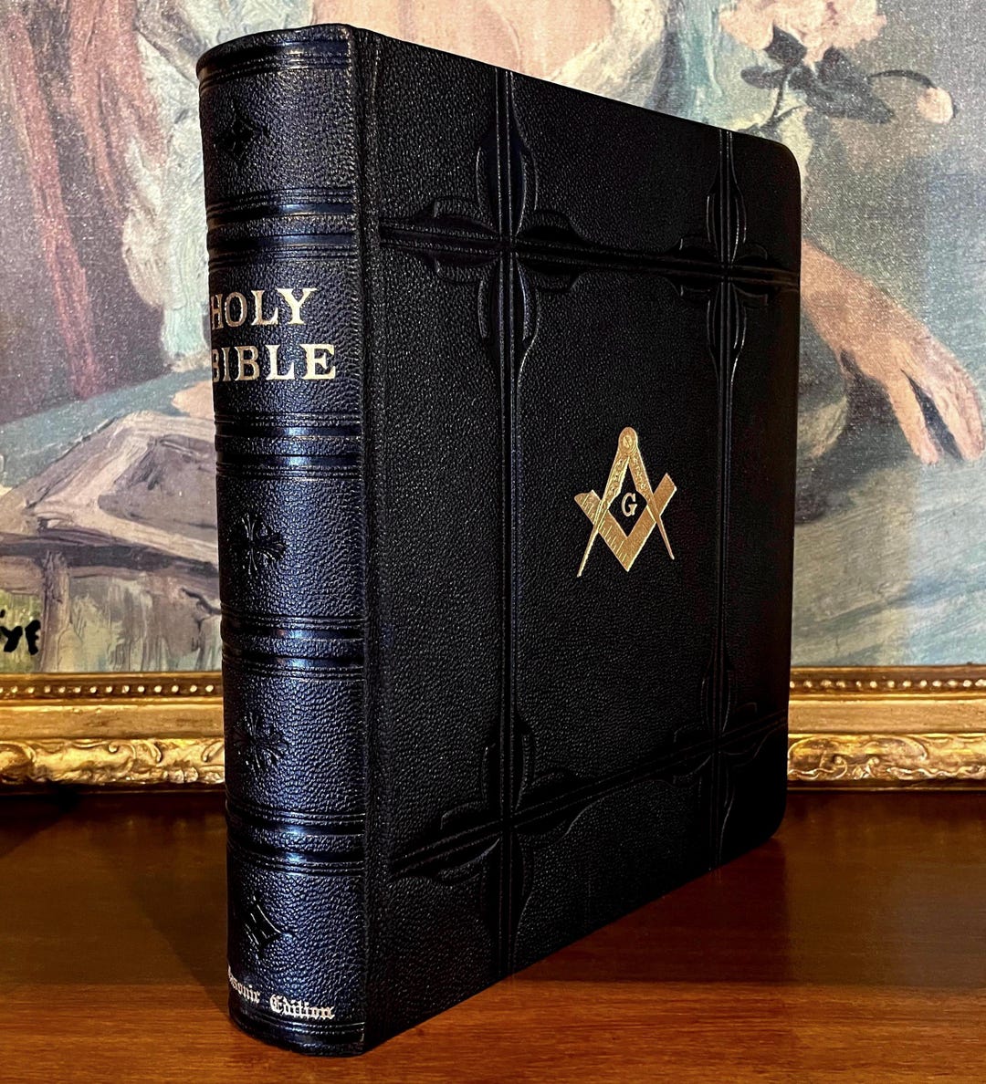 Vintage 1932 Masonic Bible: King James Version, Black Leather Freemason ...