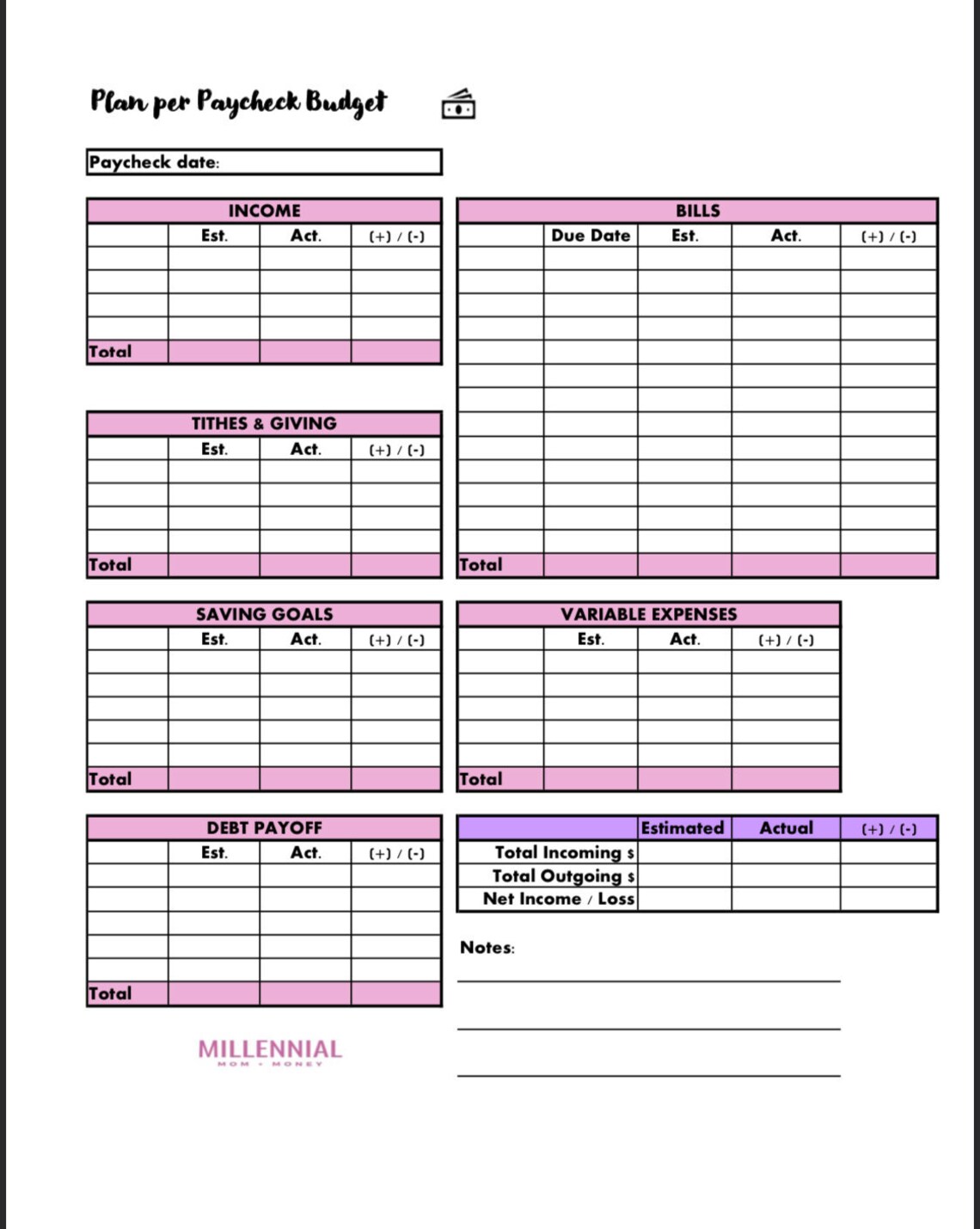 Budget By Paycheck Printable Etsy Budget By Paycheck Printable Etsy