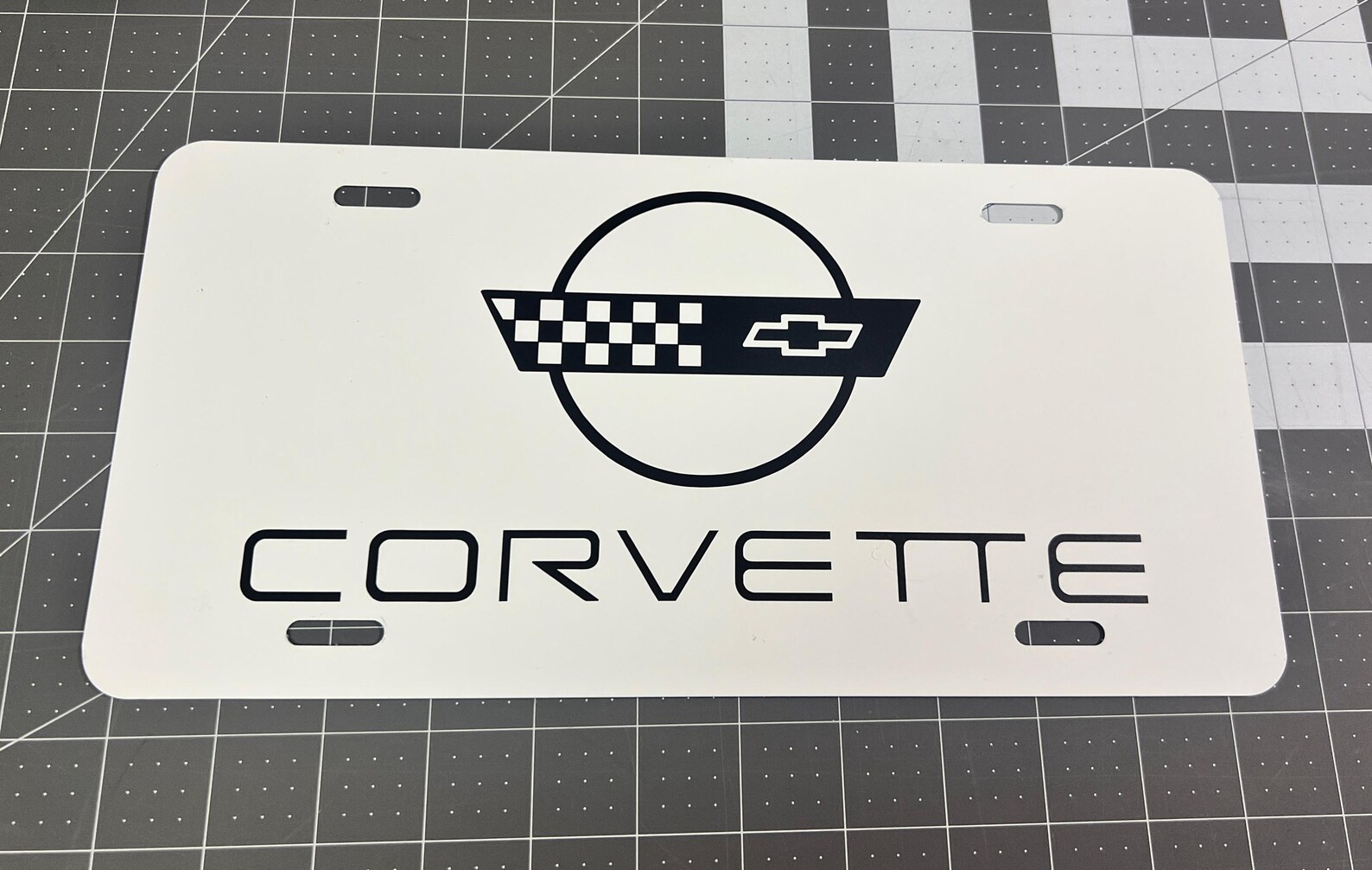 C4 ERA Corvette Front License Plate - Black/ Silver, Black/gold, Black ...